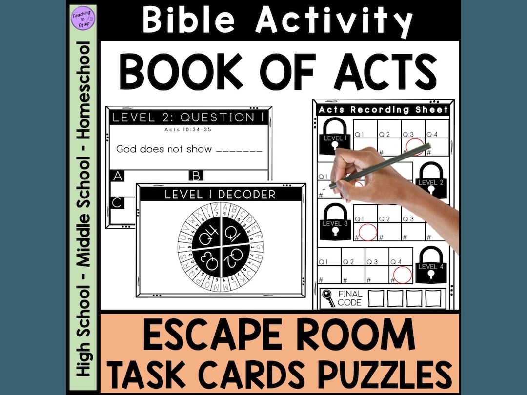 Bible Book of Acts Activity Lesson Task Cards Escape Room Middle & High ...