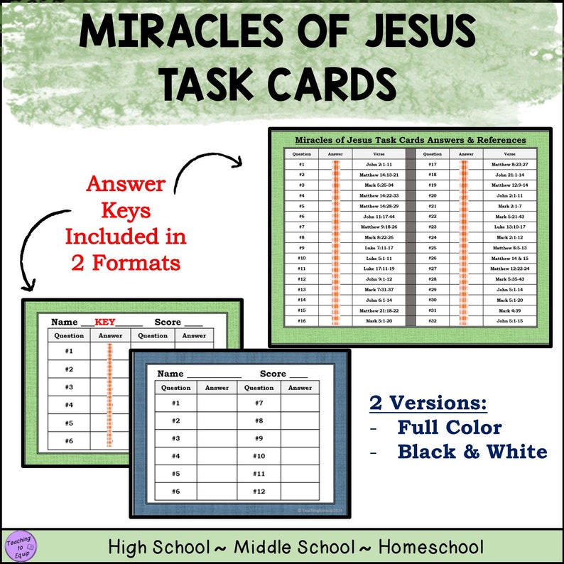 Miracles of Jesus Bible Trivia Cards Activity Task Cards - Etsy