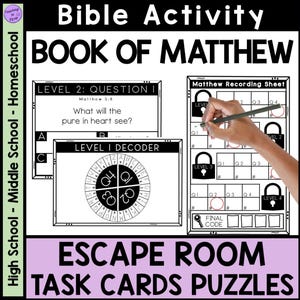 Bible Book of Matthew Activity Lesson Escape Room Game Middle & High ...