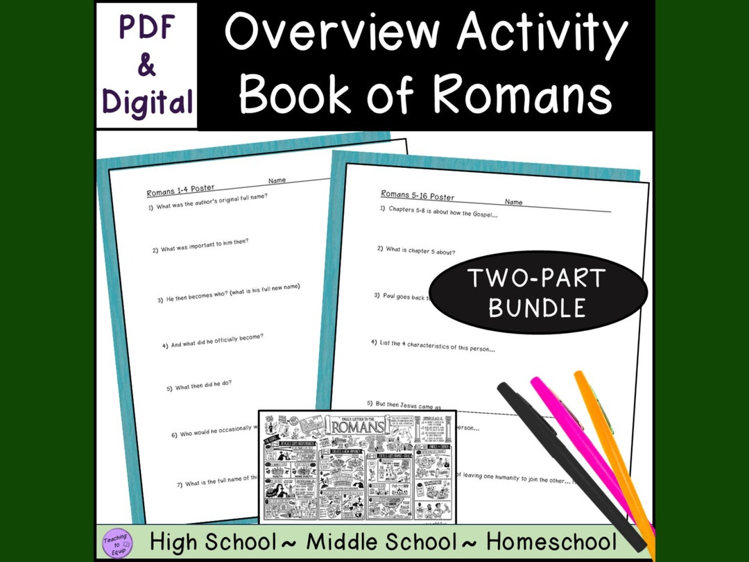 Romans Bible Book Summary (2-part) Overview Activity Worksheet - Etsy