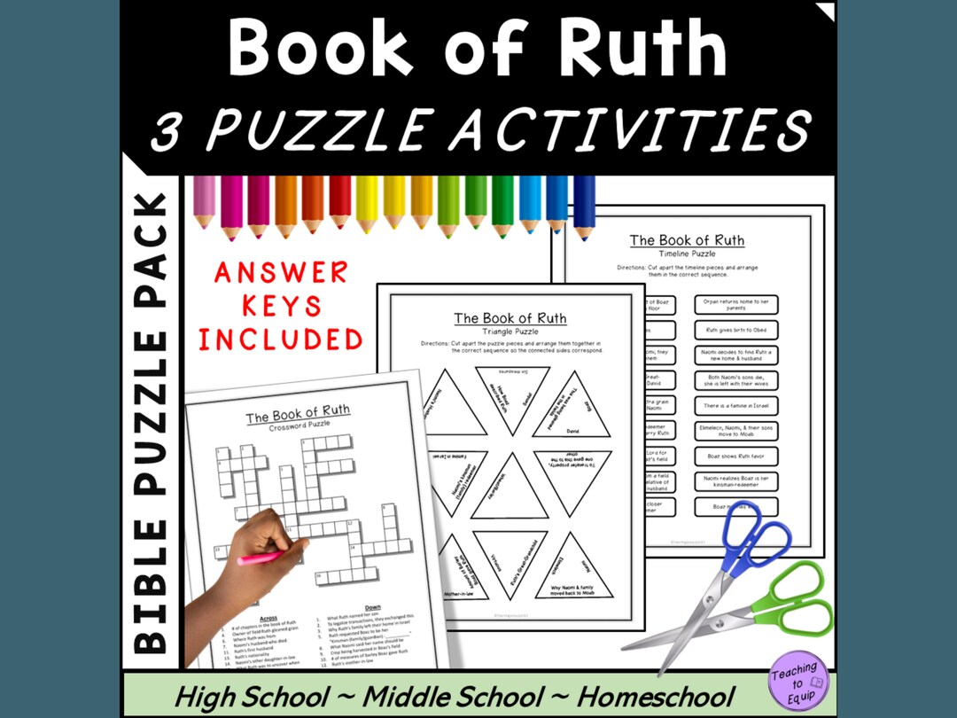 Book of Ruth Puzzle Pack: Bible Crossword, Timeline & Triangle ...