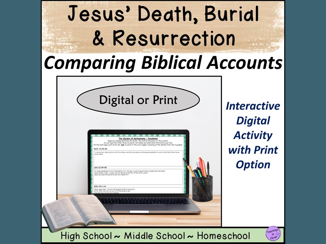 Comparing Bible Verses Jesus Death and Resurrection Activity Easter - Etsy