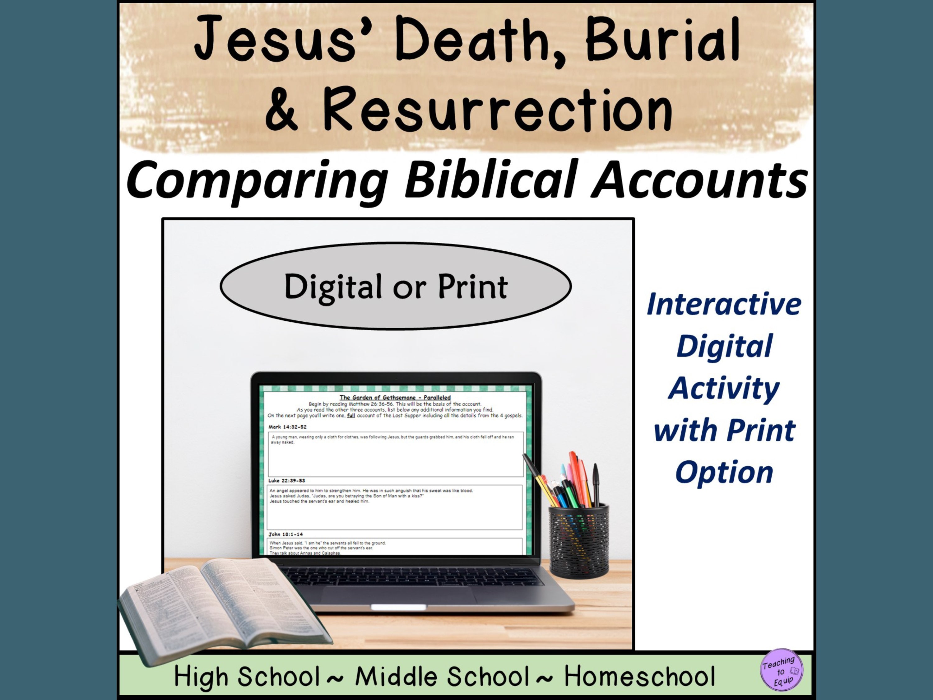 Comparing Bible Verses Jesus Death and Resurrection Activity Easter - Etsy