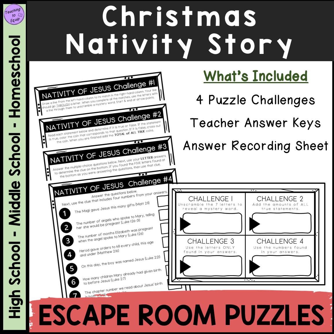 Christmas Bible Jesus Birth Nativity Christian Escape Room Advent ...