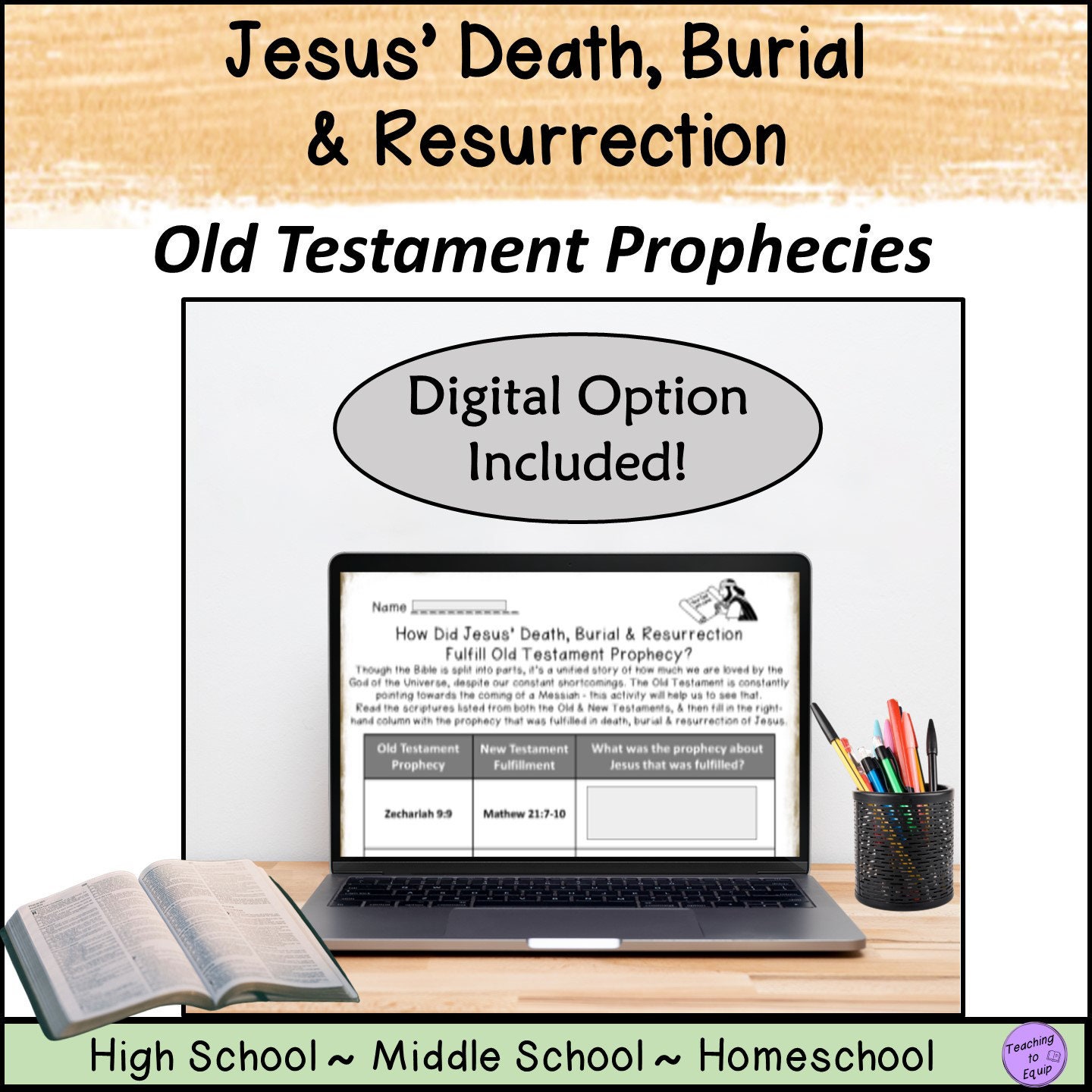 Jesus Death and Resurrection Prophesied Old Testament Bible Worksheet ...
