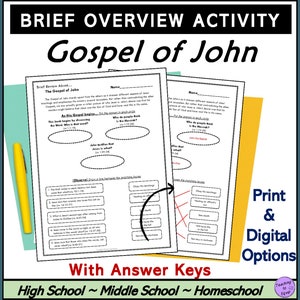 Brief Review About Gospel of John Bible Book Overview Activity - Etsy