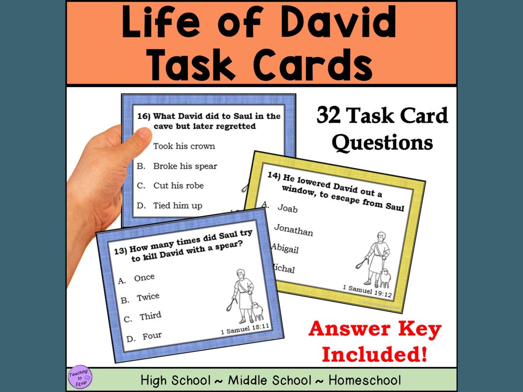 Bible Story Activity Lesson: Life of King David Trivia Task Cards - Etsy