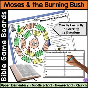 Bible Board Game: Moses and the Burning Bush Story Lesson Activity ...