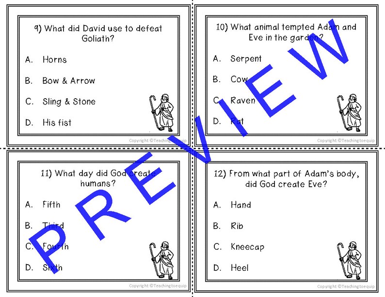 Old Testament Bible Stories Trivia Cards Activity - Etsy