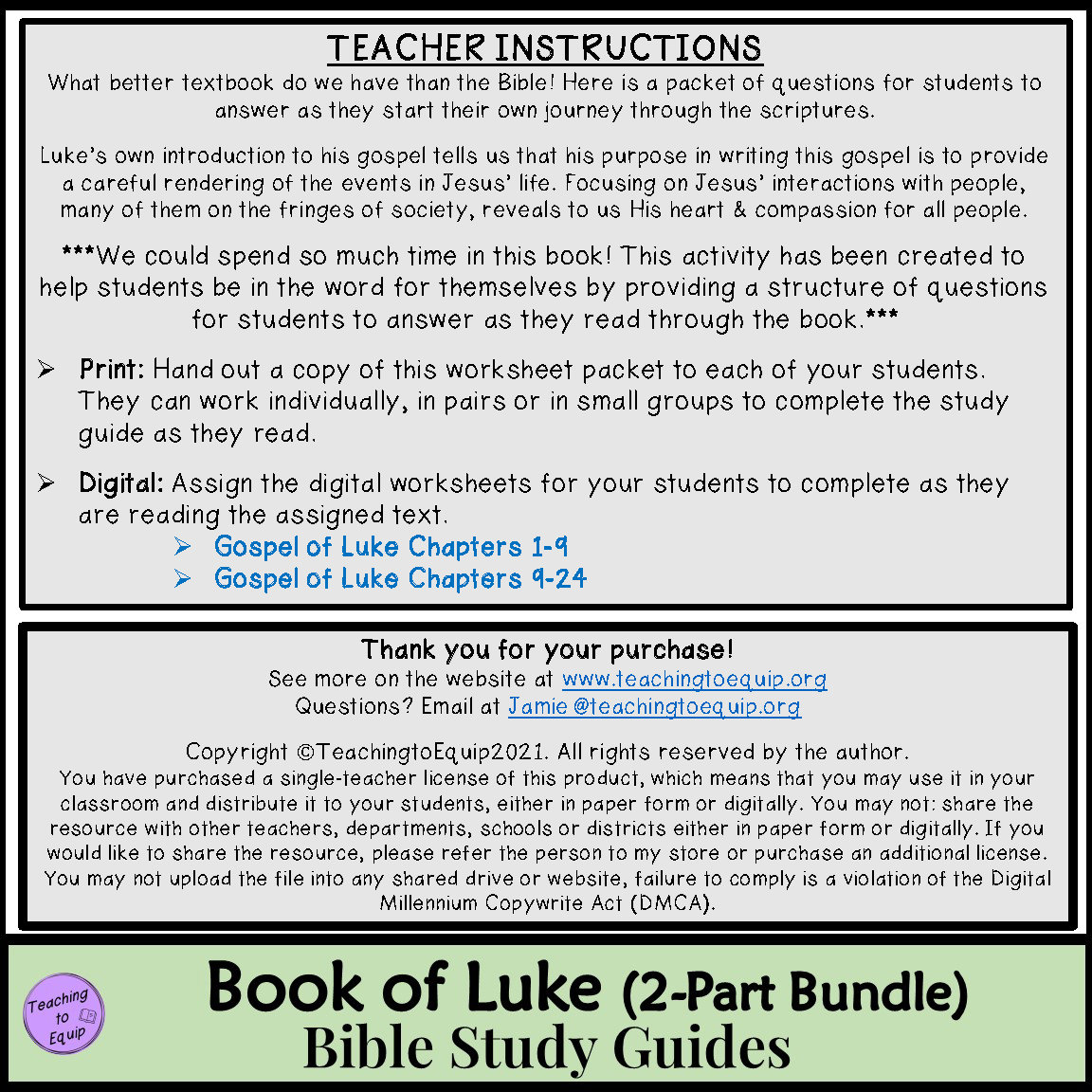 Bible Study Questions on Luke 2-part Worksheet Packet - Etsy