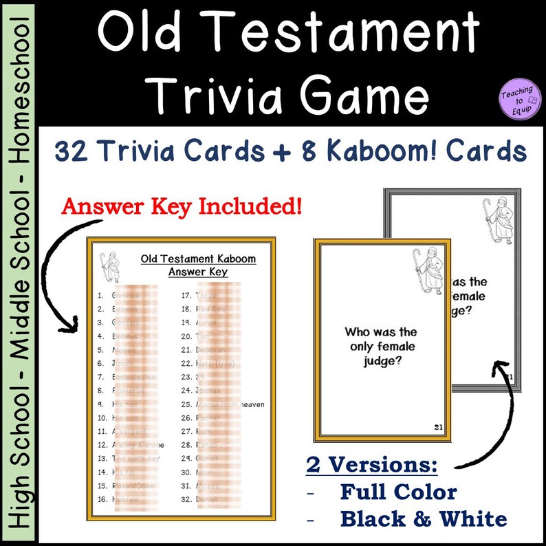 Old Testament Stories of the Bible Trivia Game - Etsy