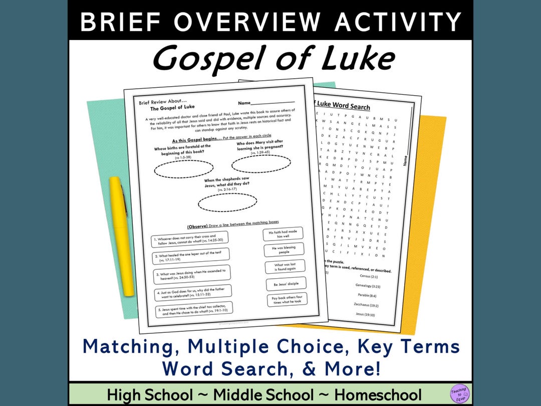 Brief Review About Gospel of Luke Bible Book Overview Activity - Etsy