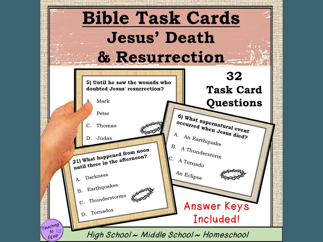 Jesus Death and Resurrection Bible Trivia Task Cards Easter Activity - Etsy