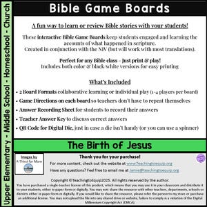Bible Game Board: Story of Jesus Birth Lesson Activity Christmas ...