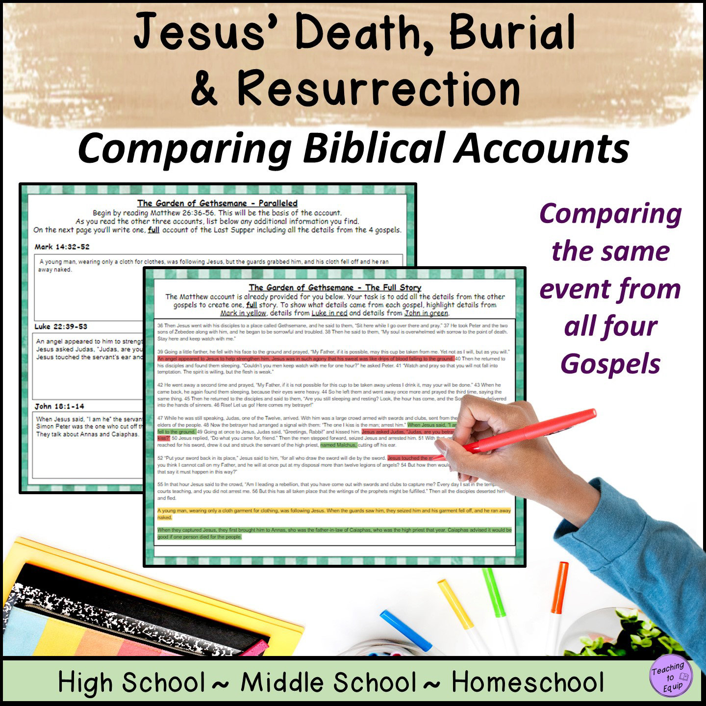 Comparing Bible Verses Jesus Death and Resurrection Activity Easter - Etsy