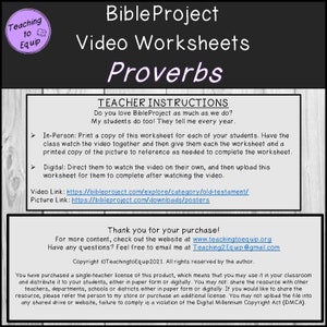 Book of Proverbs Bible Overview Summary Activity - Etsy