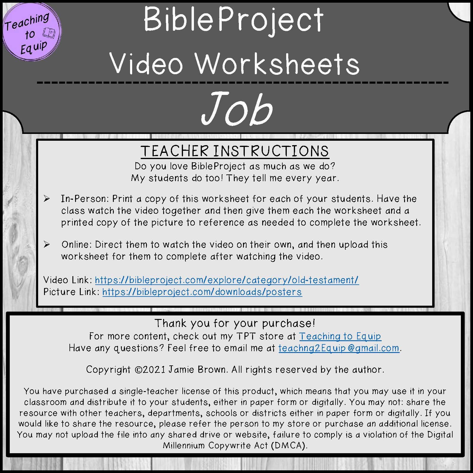 Summary of the Book of Job Bible Summary Overview Activity - Etsy