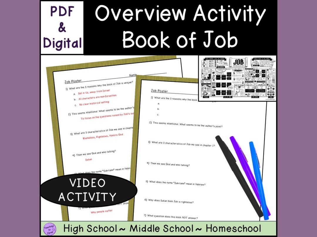 Summary of the Book of Job Bible Summary Overview Activity - Etsy