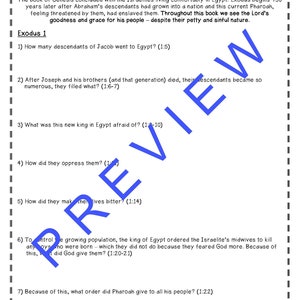 Bible Study Question Guide for Exodus 2-part Worksheet Packets - Etsy