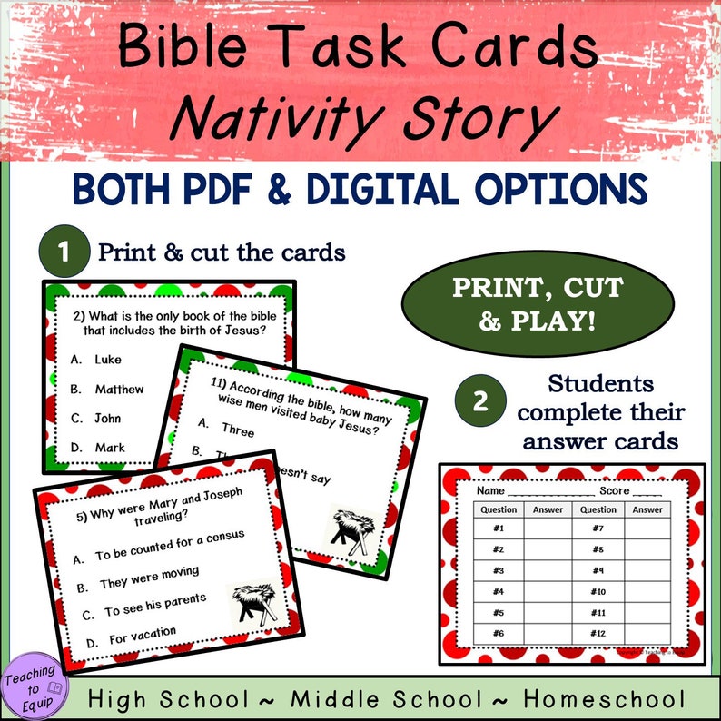 Jesus Birth Nativity Bible Trivia Task Cards Christmas Activity - Etsy