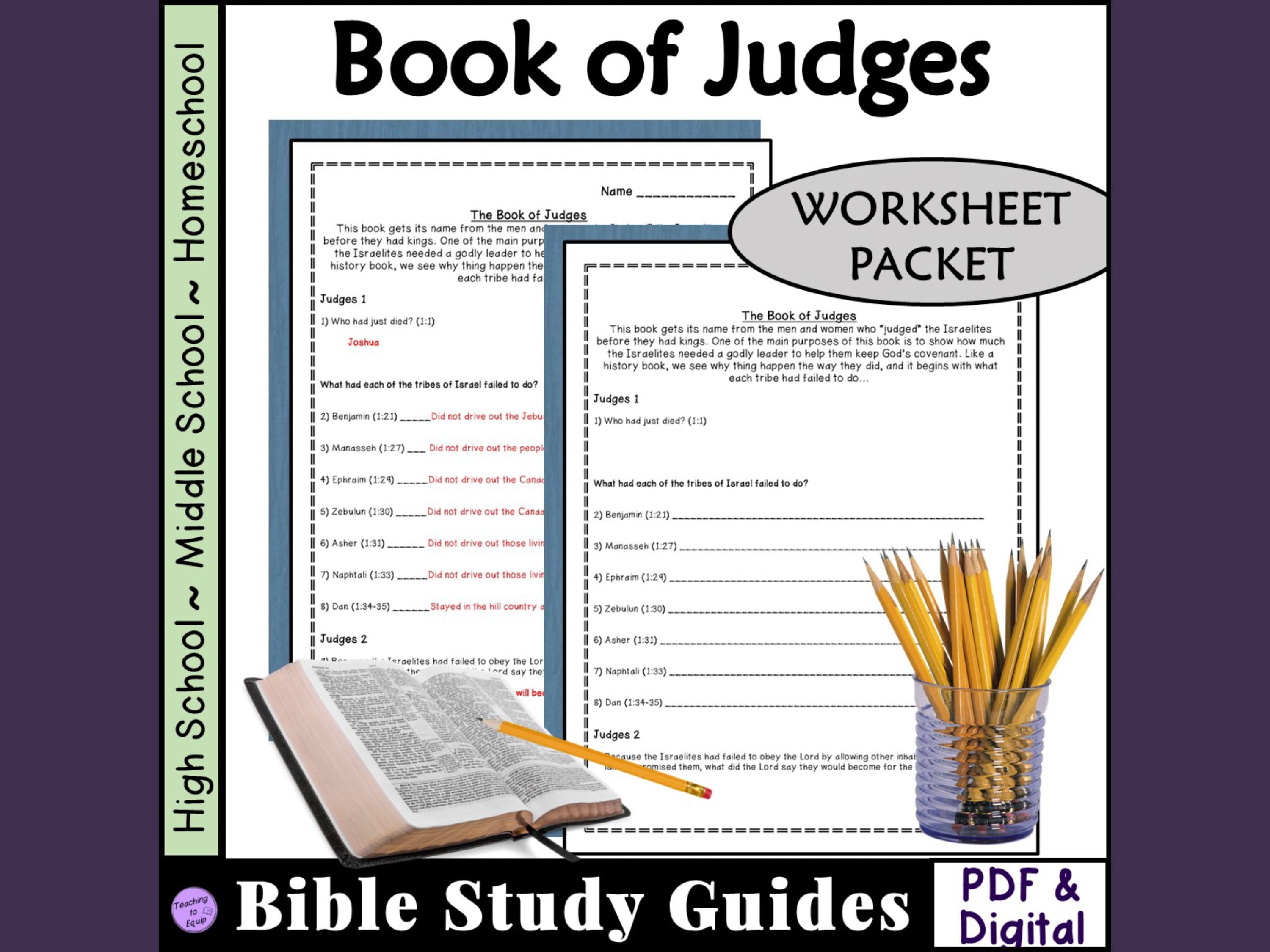 Book of Judges Bible Study Questions Worksheet Packet - Etsy