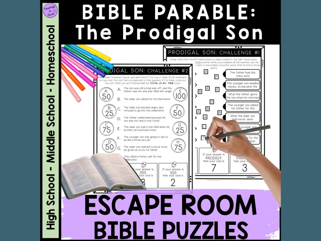 Bible Story Lesson Activity Prodigal Son Gospel Escape Room Puzzle ...