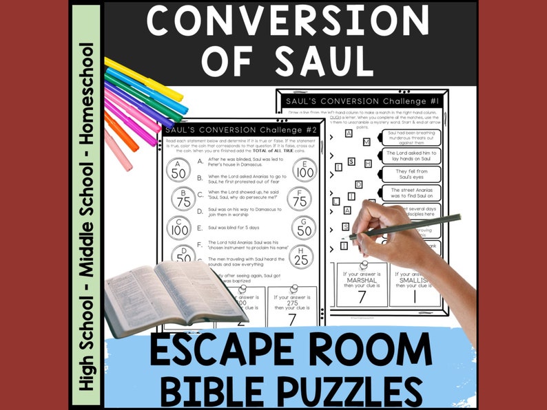 Conversion of Saul in Acts Bible ESCAPE ROOM - Reading & Puzzles ...