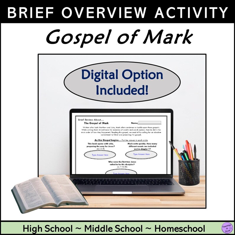 Brief Review About Gospel of Mark Bible Book Overview Activity - Etsy