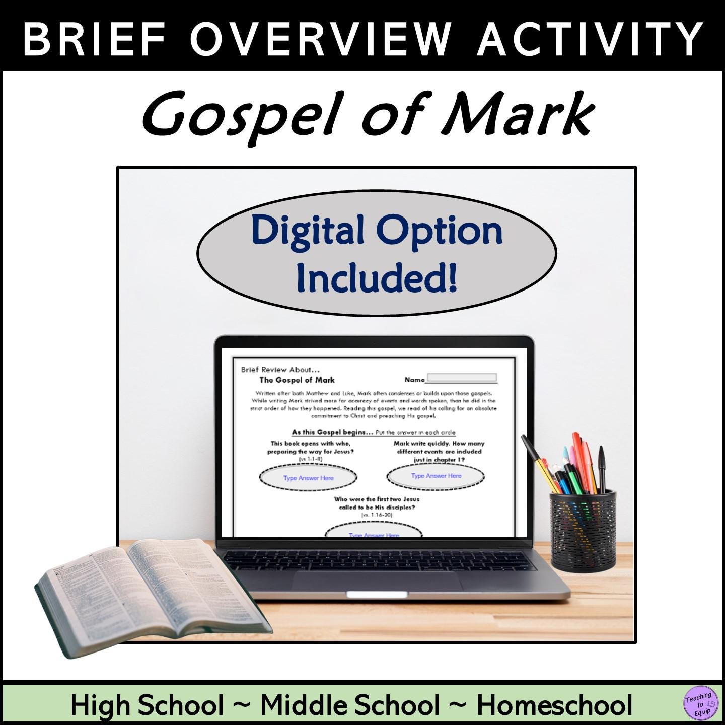Brief Review About Gospel of Mark Bible Book Overview Activity - Etsy