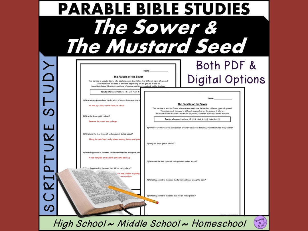 Parable of the Sower and Mustard Seed Bible Study Worksheets - Etsy