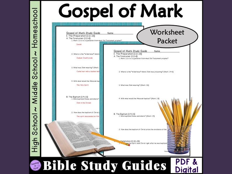 Mark Bible Study Questions Worksheets - Etsy