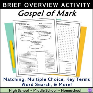 Brief Review About Gospel of Mark Bible Book Overview Activity - Etsy