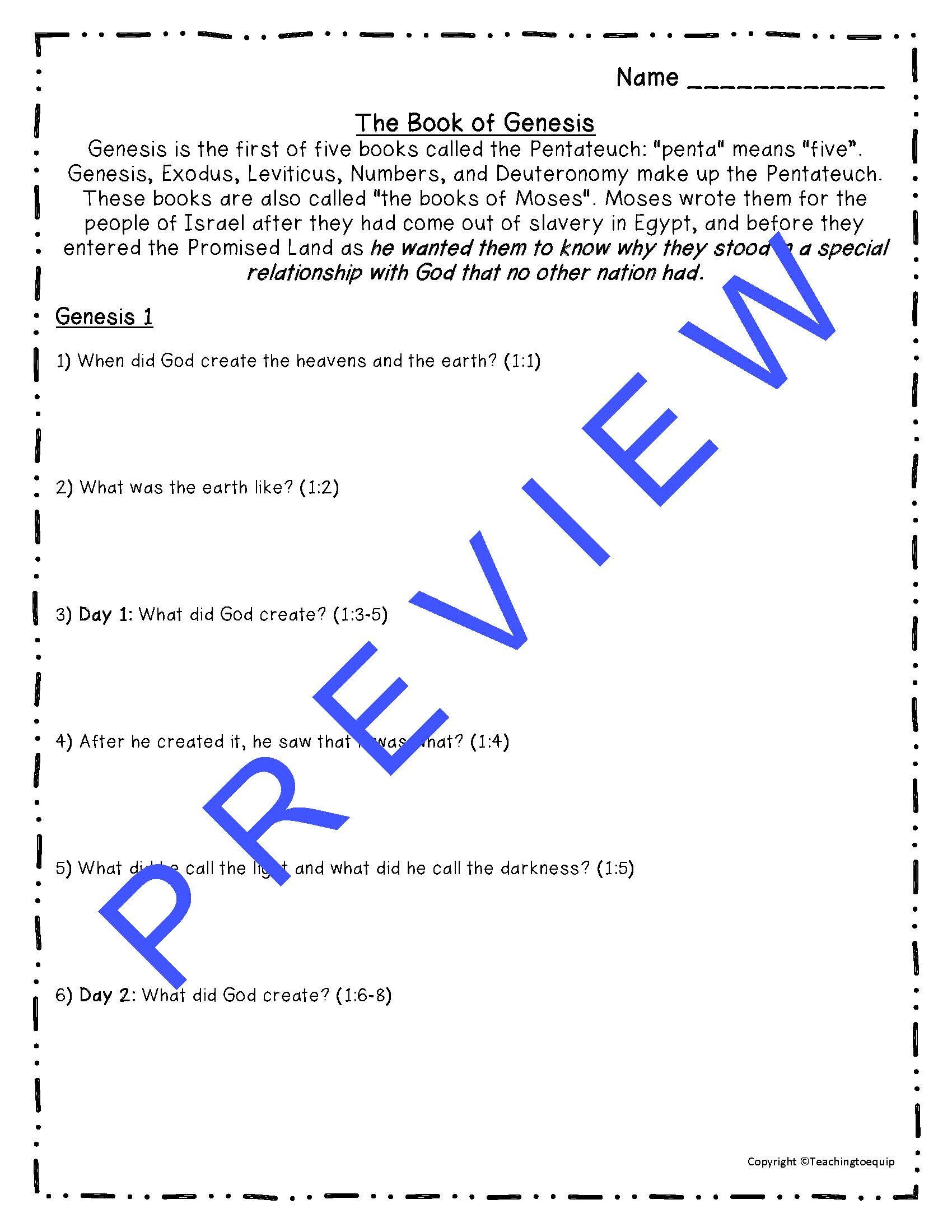 Book of Genesis Bible Study Question 2-part Guide - Etsy