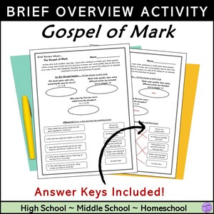 Brief Review About Gospel of Mark Bible Book Overview Activity - Etsy