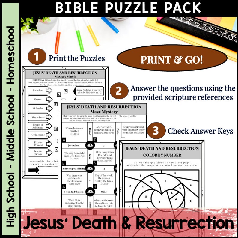 Bible Puzzle Pack Activity: Jesus Death & Resurrection Easter - Etsy