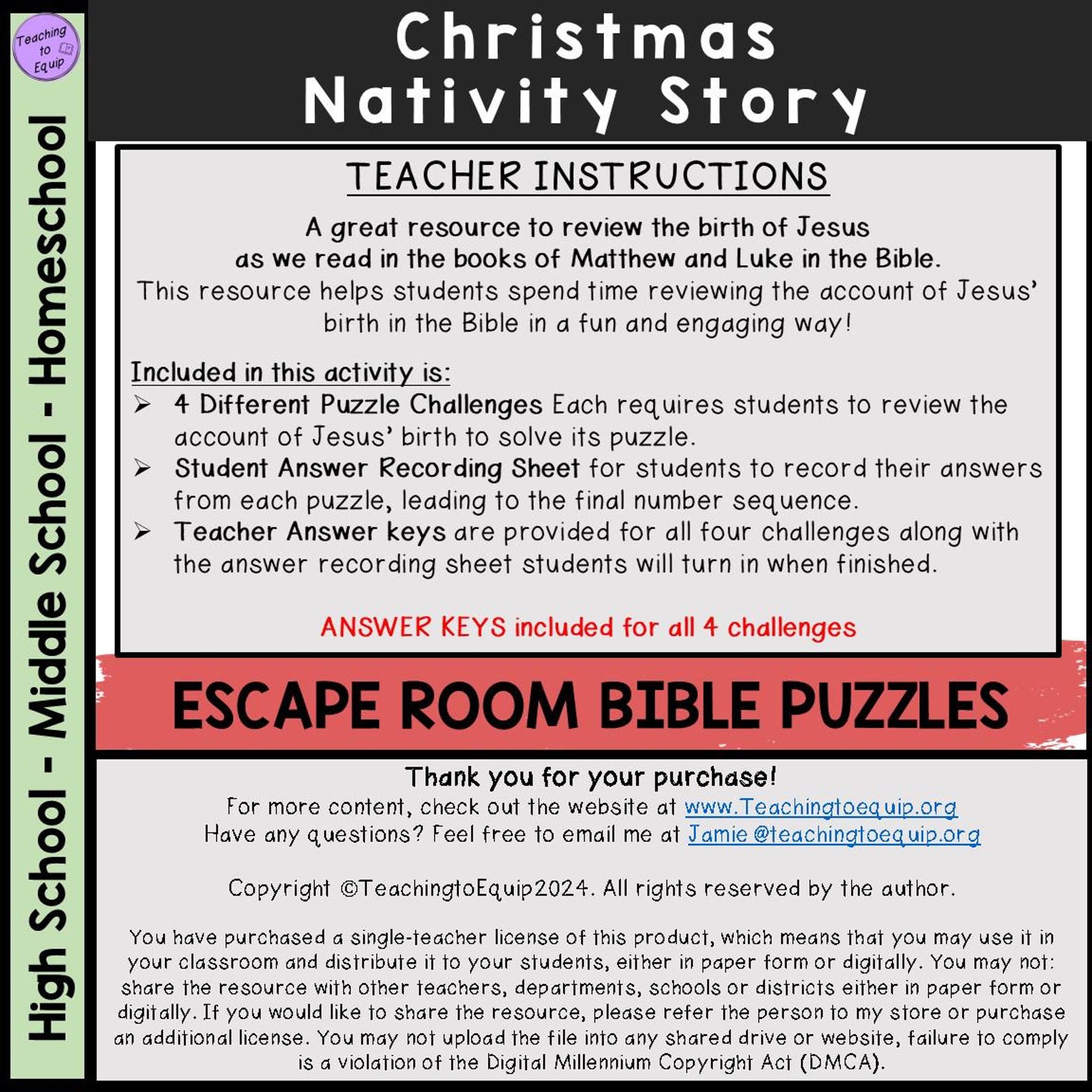 Christmas Bible Jesus Birth Nativity Christian Escape Room Advent ...