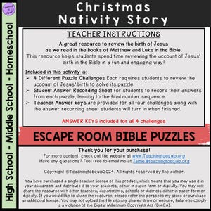 Christmas Bible Jesus Birth Nativity Christian Escape Room Advent ...