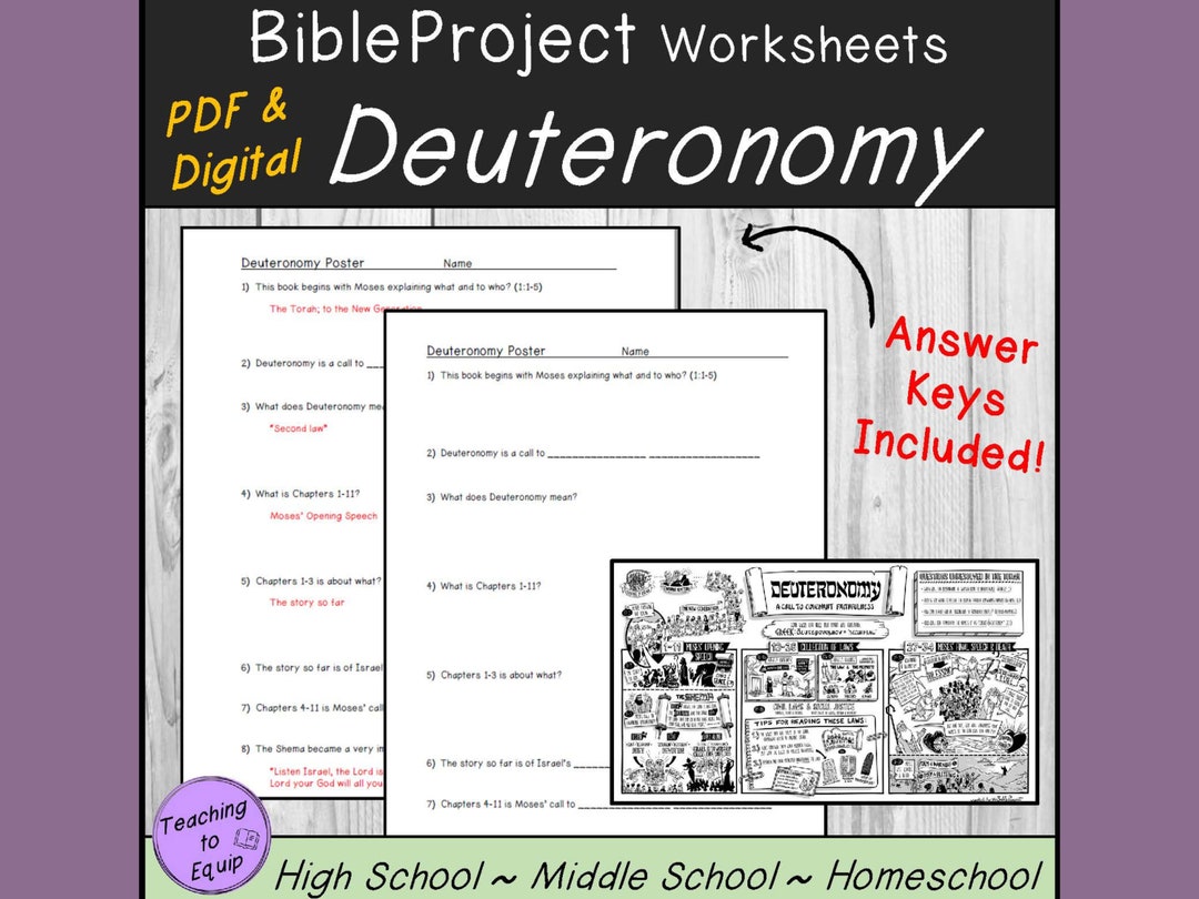 Deuteronomy Book of the Bible Summary Overview Activity Worksheets - Etsy