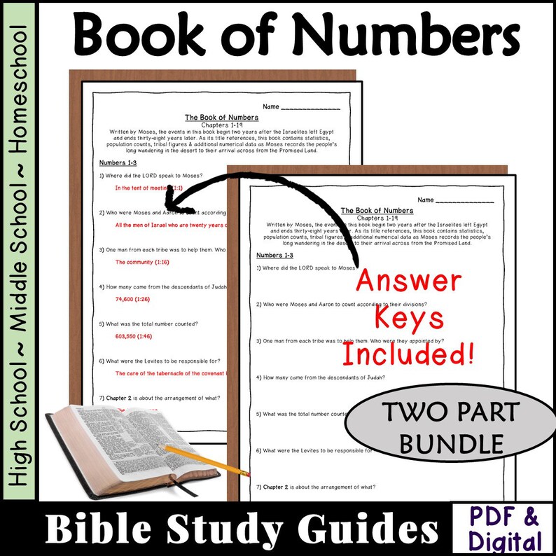 Book of Numbers Bible Study Questions 2-part Worksheets - Etsy