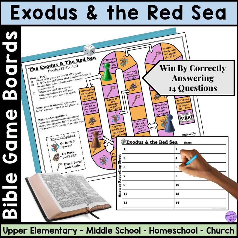 Bible Board Game: the Exodus and Crossing the Red Sea Story Lesson ...