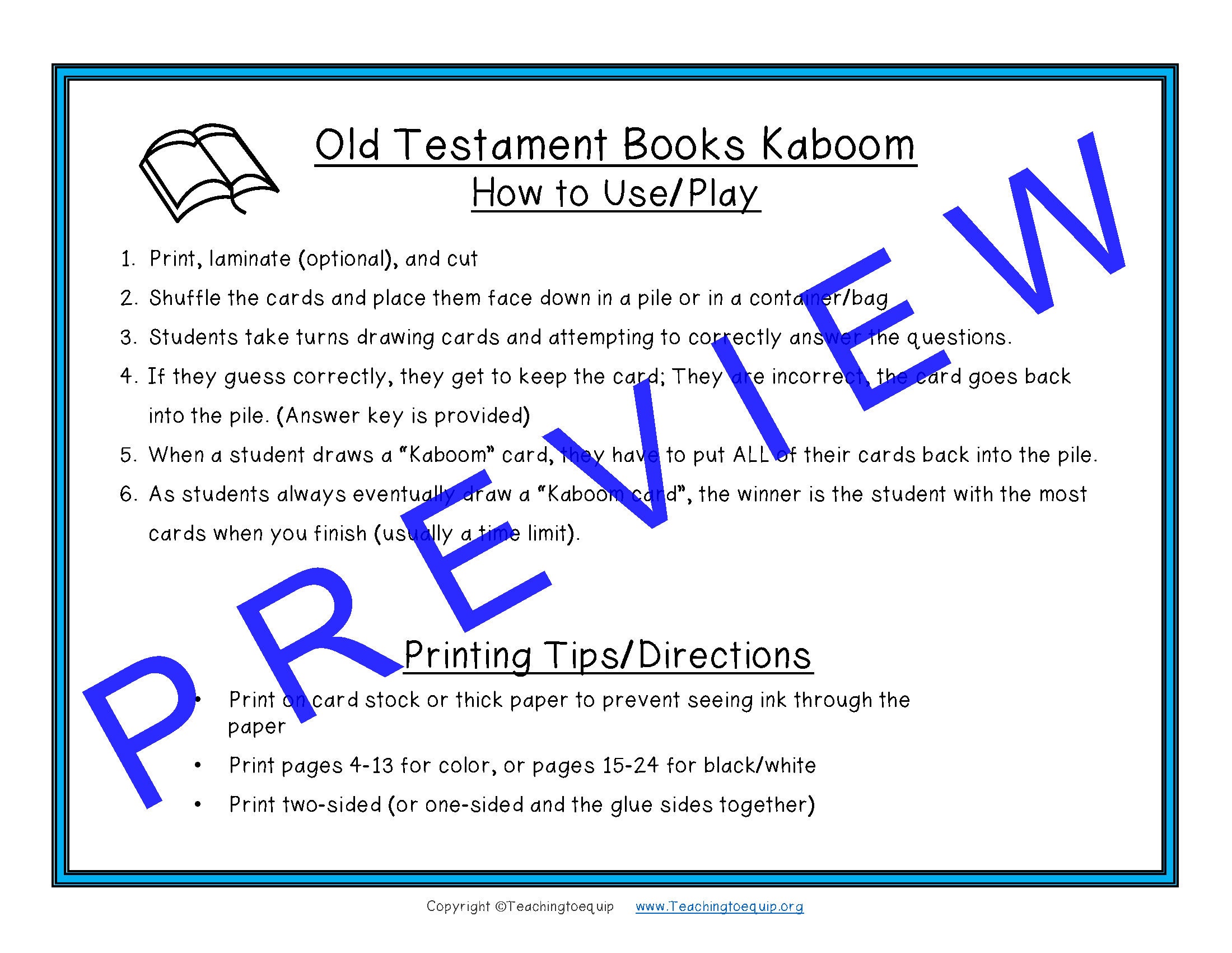 Old Testament Bible Books Order Trivia Game Task Cards - Etsy