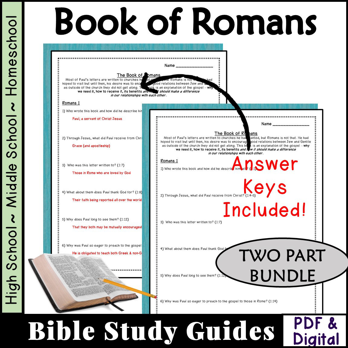 Romans Bible Study Questions Worksheet Packet (2-part) - Etsy