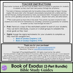 Bible Study Question Guide for Exodus 2-part Worksheet Packets - Etsy