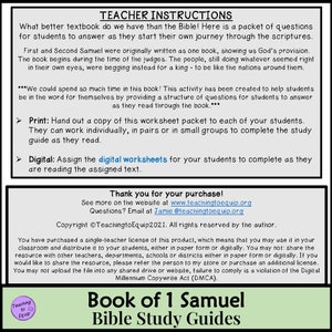 1 Samuel Bible Study Guide Worksheets - Etsy