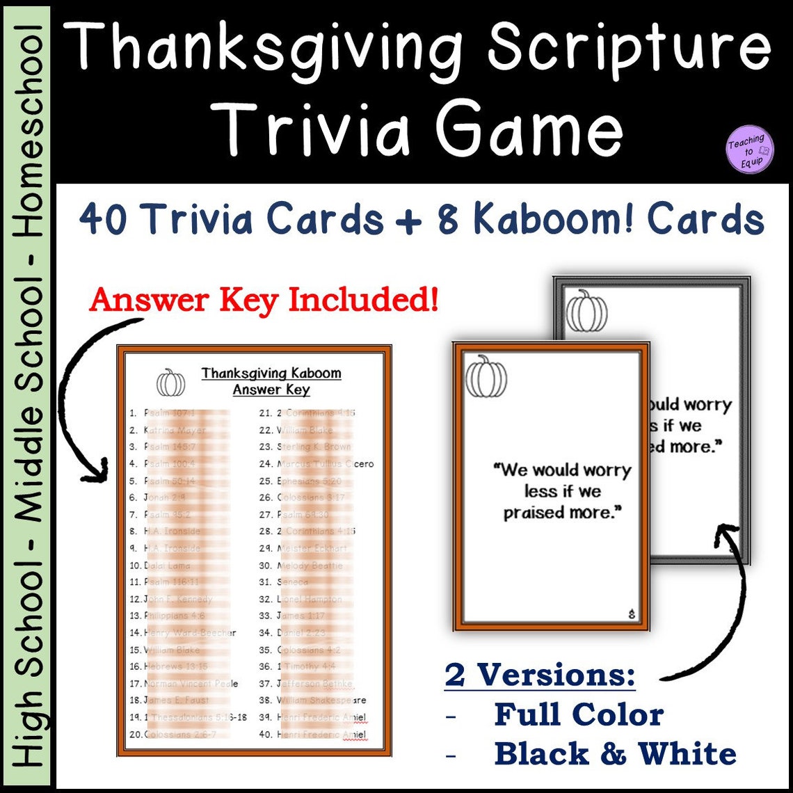 Thanksgiving Bible Verse Trivia Kaboom! Game - Etsy