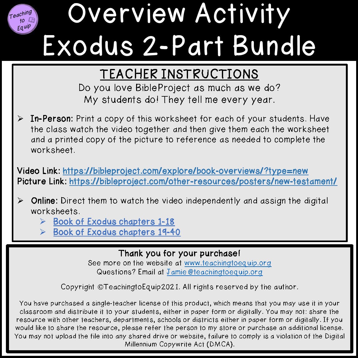 Exodus Bible Book Summary 2-part Overview Activity Worksheets - Etsy