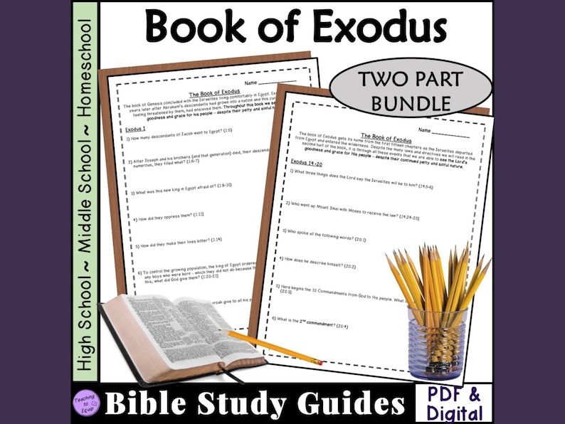 Bible Study Question Guide for Exodus 2-part Worksheet Packets - Etsy