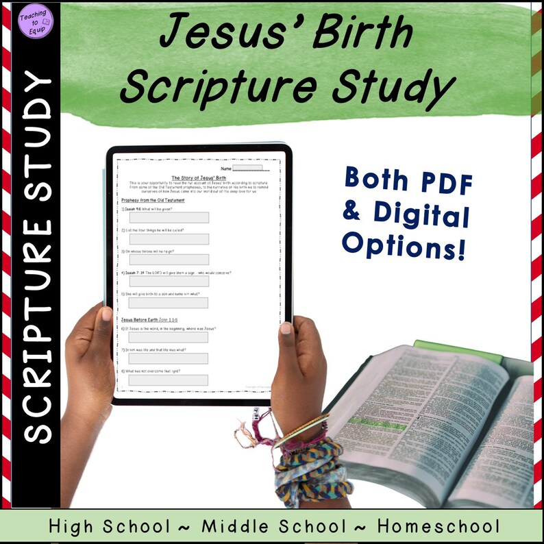 Jesus' Birth Bible Scripture Study Christmas Worksheet Activity - Etsy