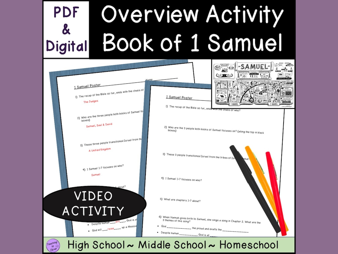 Summary of the Book of 1 Samuel Bible Overview Activity Worksheet - Etsy