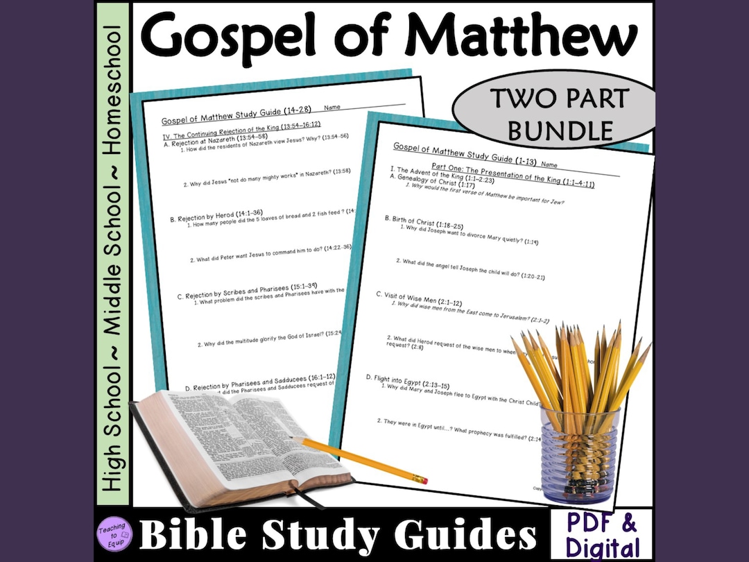 Matthew Bible Study Questions 2-part Worksheet Packets - Etsy